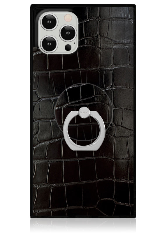 Black Crocodile Phone Ring Holder - FLAUNT cases