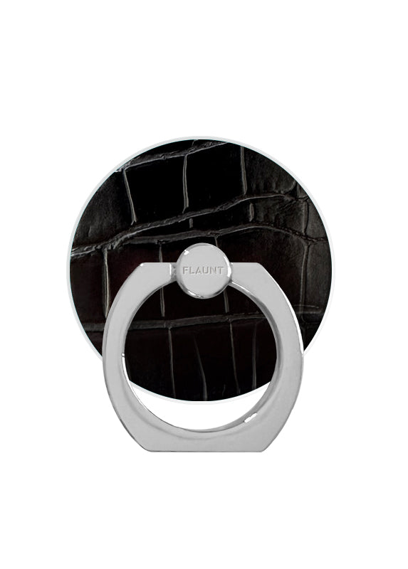 Black Crocodile Phone Ring Holder - FLAUNT cases