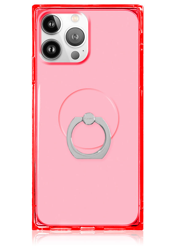 Clear Neon Pink Phone Ring Holder - FLAUNT cases