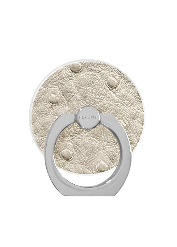 Ivory Ostrich Faux Leather Phone Ring Holder - FLAUNT cases