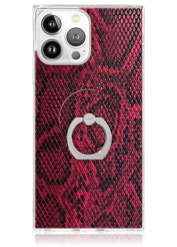 Red Python Faux Leather Phone Ring Holder - FLAUNT cases