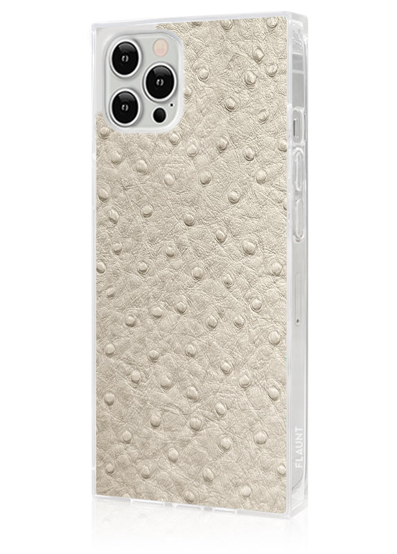 Ivory Ostrich Faux Leather SQUARE® iPhone Case - FLAUNT cases