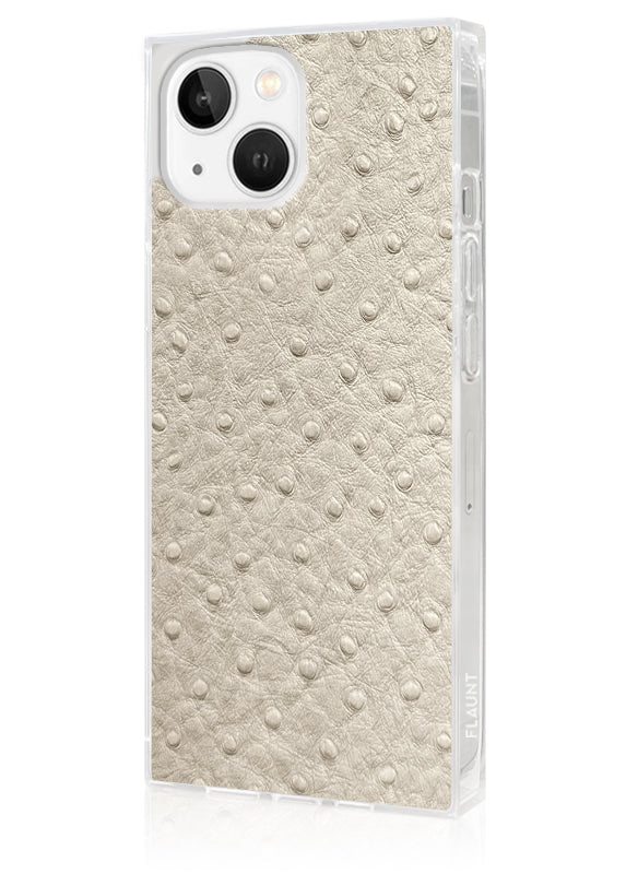 Ivory Ostrich Faux Leather SQUARE® iPhone Case - FLAUNT cases