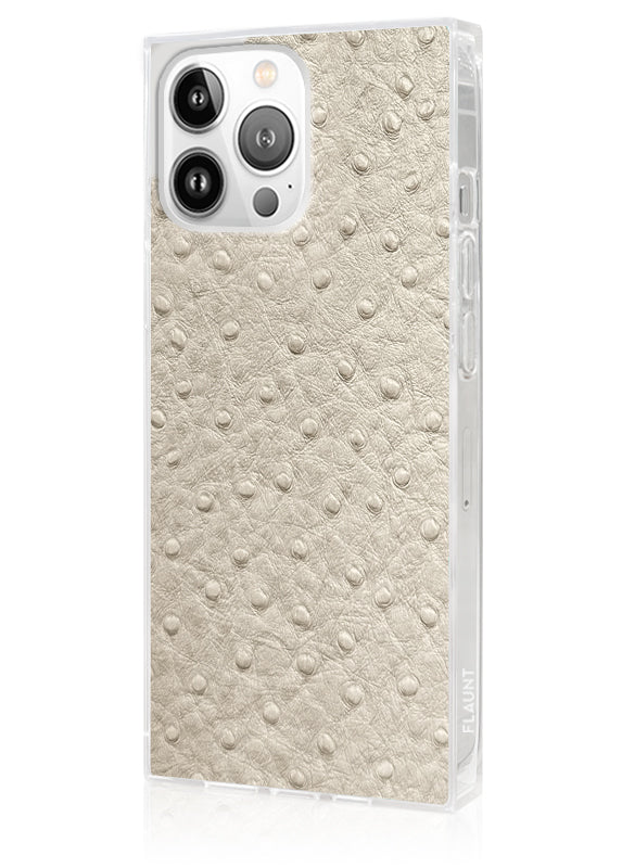 Ivory Ostrich Faux Leather SQUARE® iPhone Case - FLAUNT cases