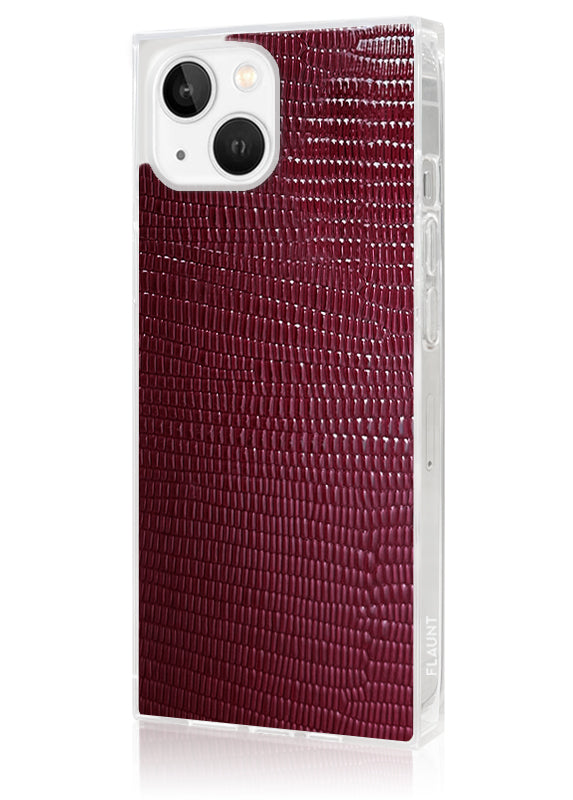 Burgundy Lizard Faux Leather SQUARE® iPhone Case - FLAUNT cases