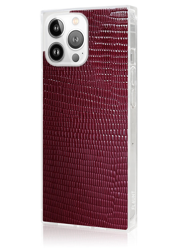 Burgundy Lizard Faux Leather SQUARE® iPhone Case - FLAUNT cases
