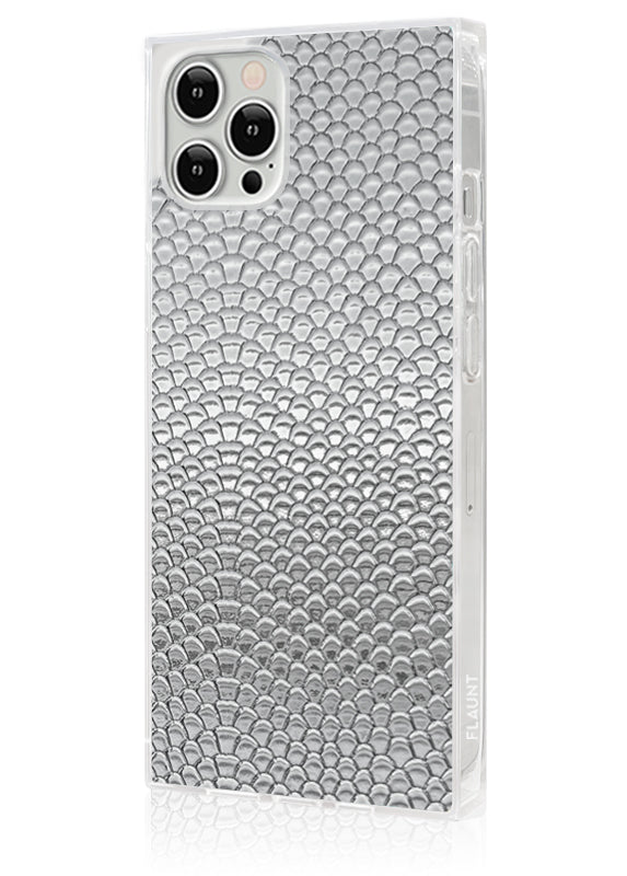 Silver Metallic Snakeskin SQUARE® iPhone Case - FLAUNT cases