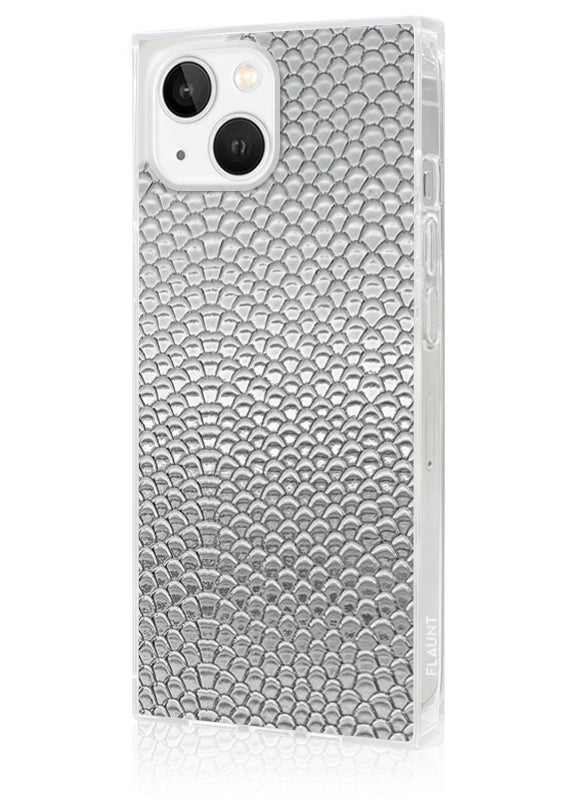 Silver Metallic Snakeskin SQUARE® iPhone Case - FLAUNT cases