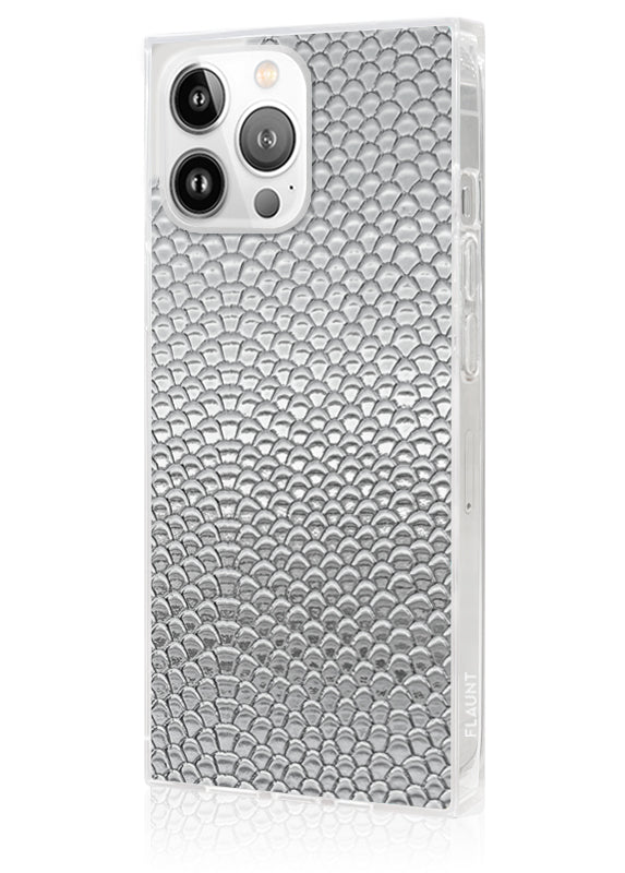 Silver Metallic Snakeskin SQUARE® iPhone Case - FLAUNT cases