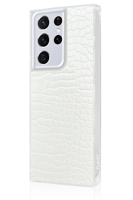 White Crocodile Faux Leather SQUARE® Galaxy Case | The SQUARE® Phone ...