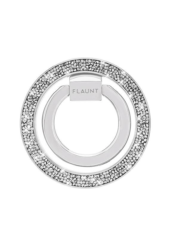 Silver Crystal Elegance Premium Metallic MagSafe Phone Ring Stand ...